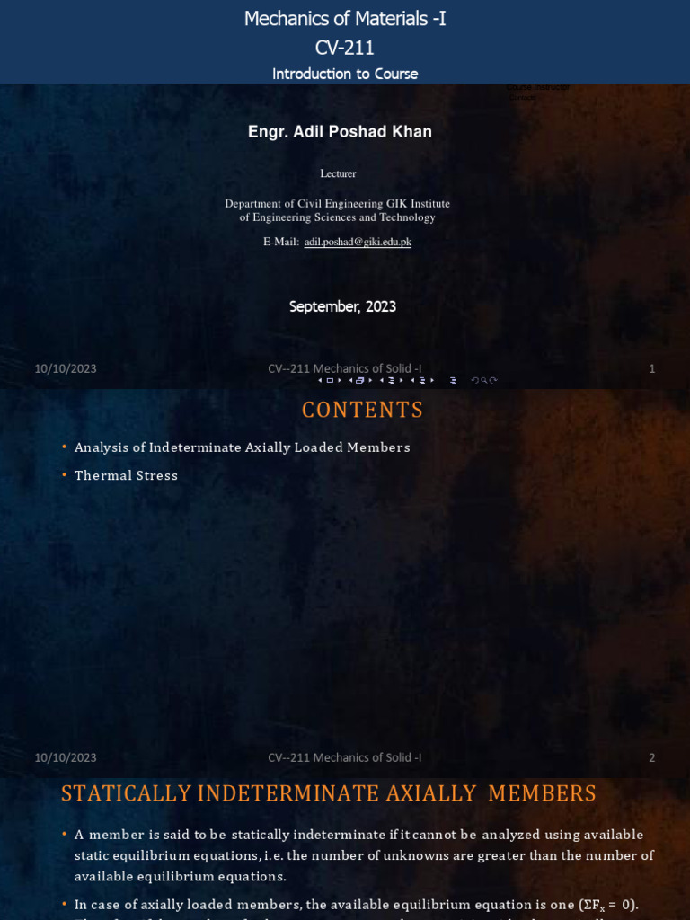 Module3, Static Indeterminate Member and Thermal Stress | PDF