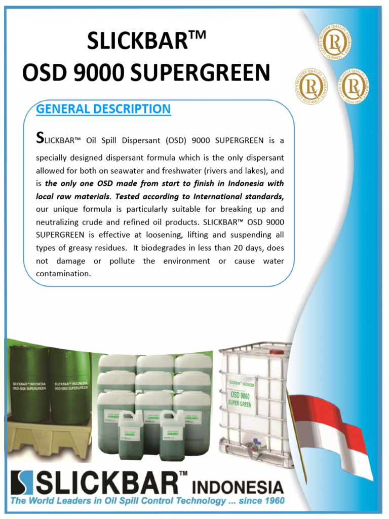 Oil Spill Dispersant Osd 9000 Supergreen | PDF | Oil Spill | Petroleum
