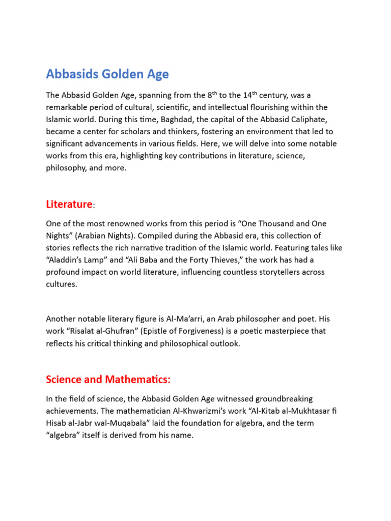 Abbasids Golden Age | PDF | Social Science | History
