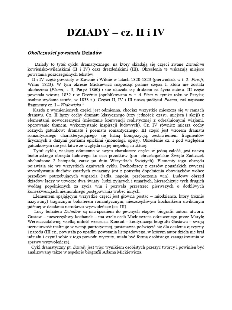 Dziady - II I IV | PDF