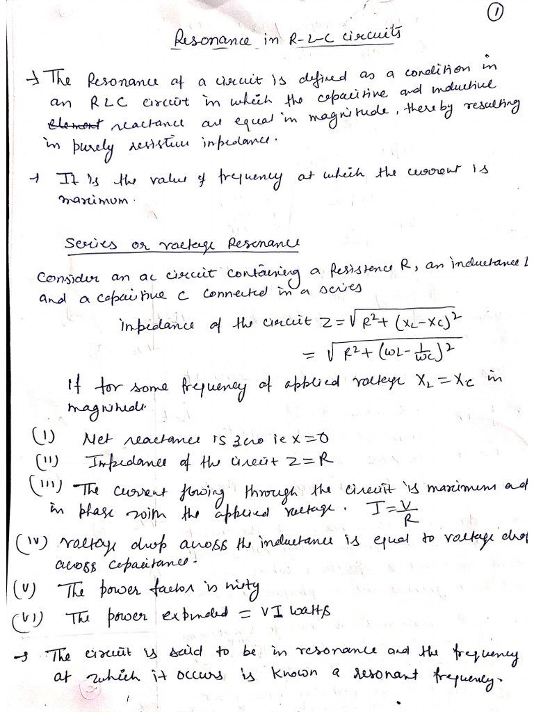 Resonance in R L C Circuit | PDF