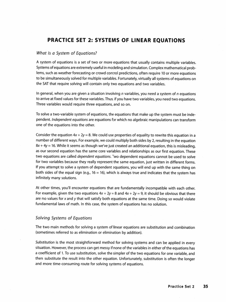 Systems of Linear Eq-Worksheet | PDF