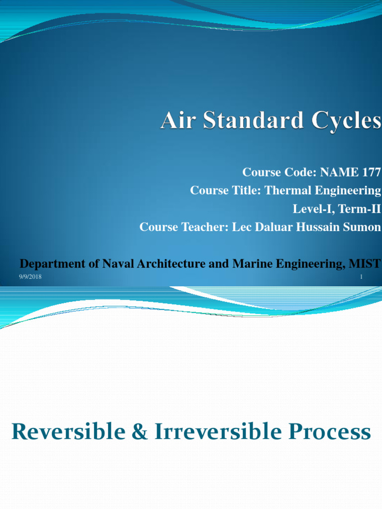 Thermodynamics Air Standard Cycles | PDF | Heat | Engines