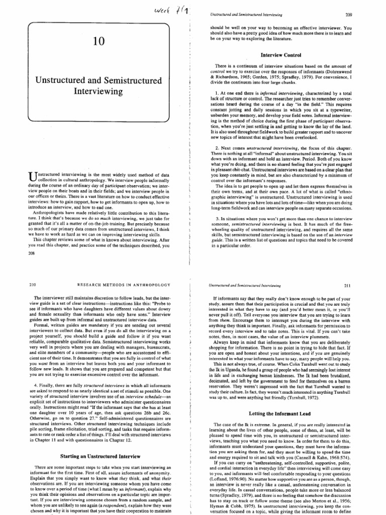 Unstructured Interviews | PDF