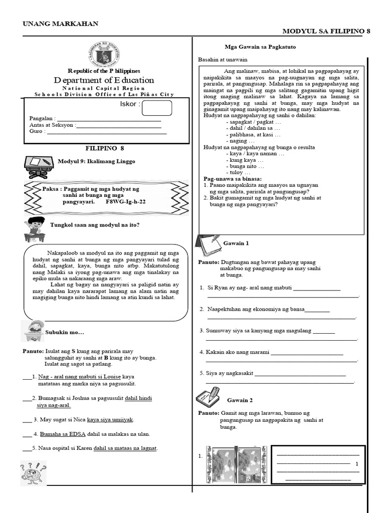 Ikalimang Linggo Module 9 10 First Quarter | PDF
