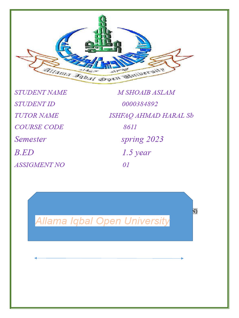 Aiou 8611 Solved Assignment | PDF