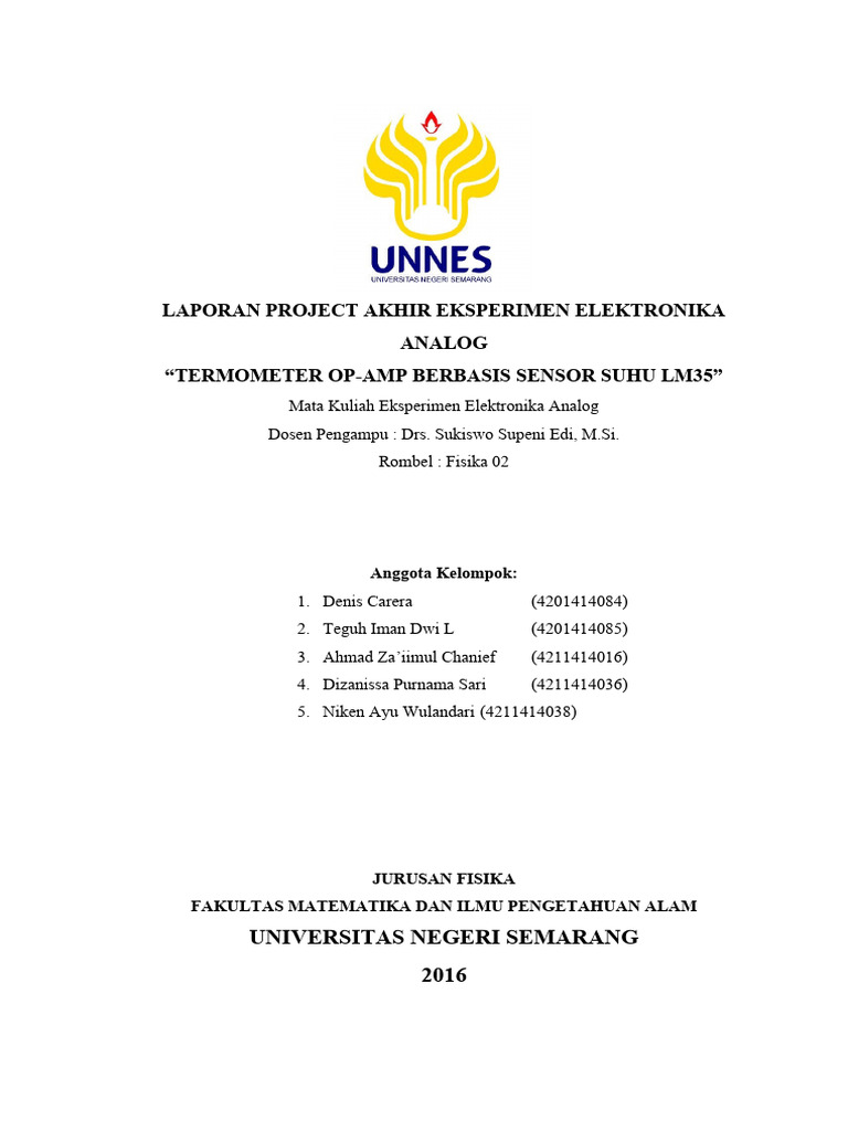 Laporan Project Akhir Eksperimen Elektro | PDF