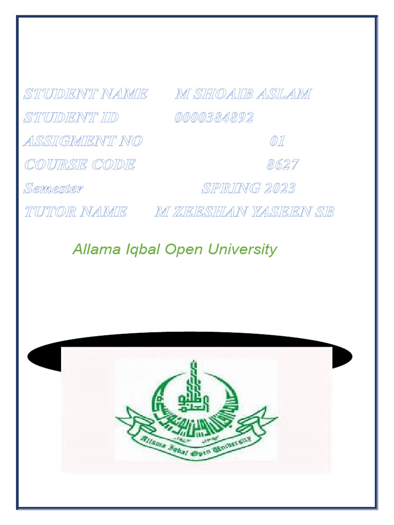 Aiou 8627 Solced Assignment | PDF