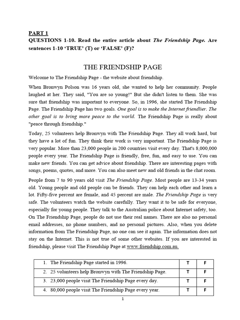 The Friendship Page | PDF