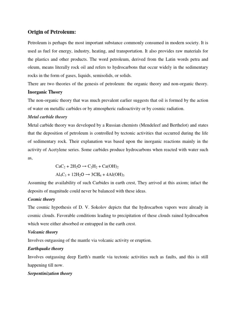 Origin of Petroleum | PDF