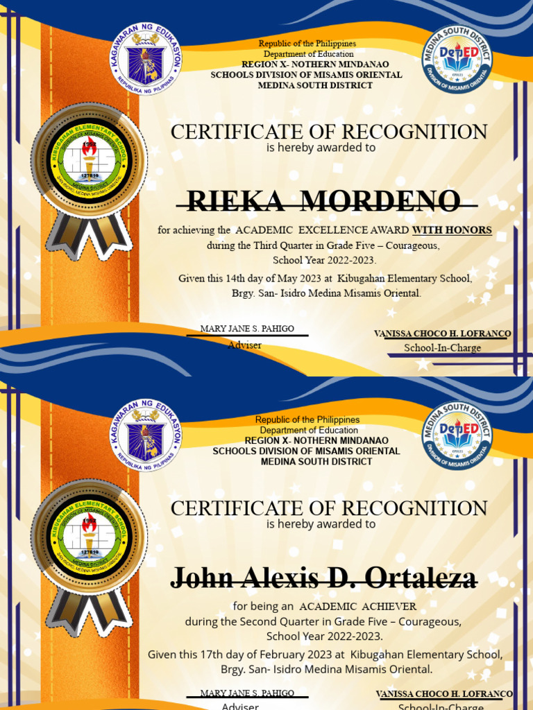 RECOGNITION CERTIFICATES A4 Size | PDF