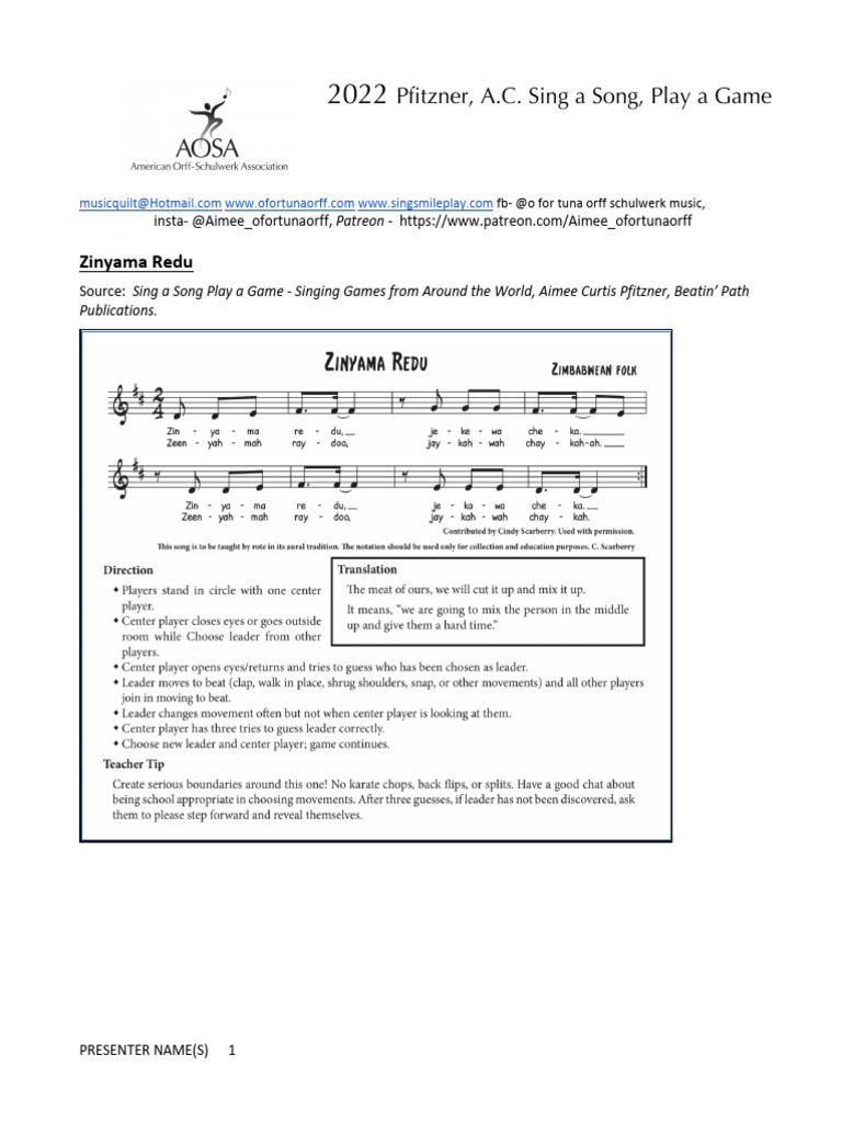 Sing a Song Play a Game | PDF