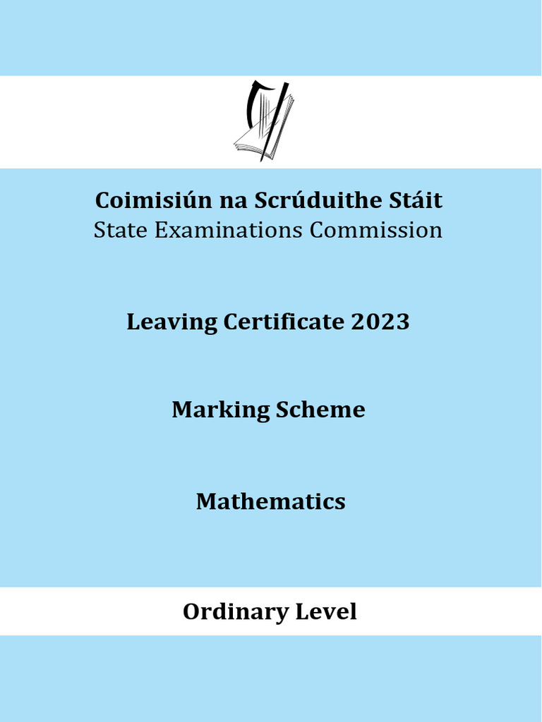 Leaving Cert Maths Paper 1 Marking Scheme | PDF
