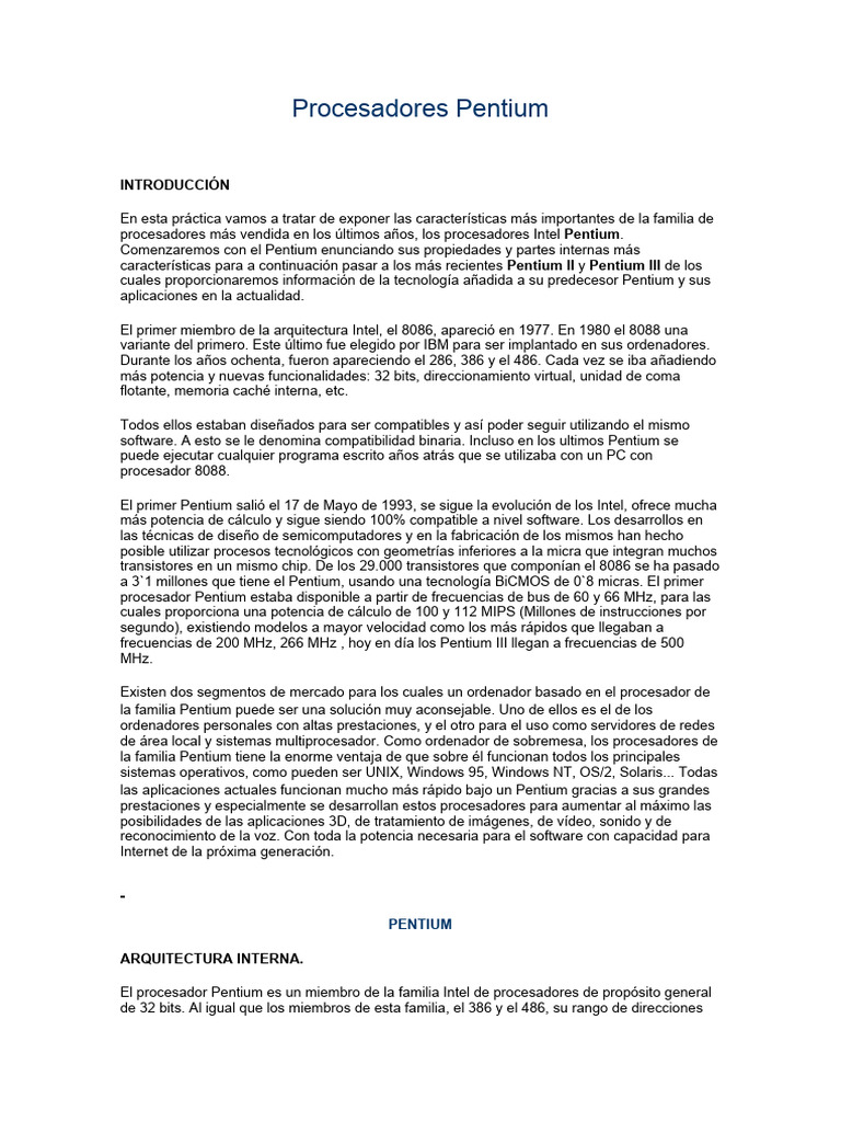 Procesadores Pentium | PDF