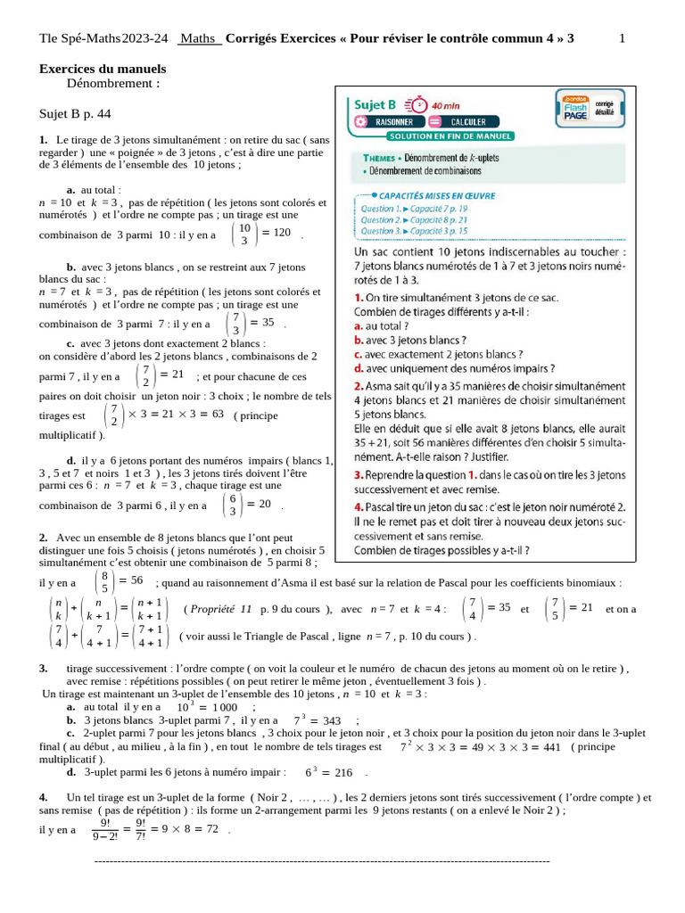Tle SMath 2023-24 Corr Exos reviserCC4 Partie3 | PDF