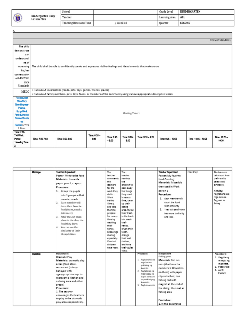 Kinder-New-DLL Week18 - Day4 | PDF