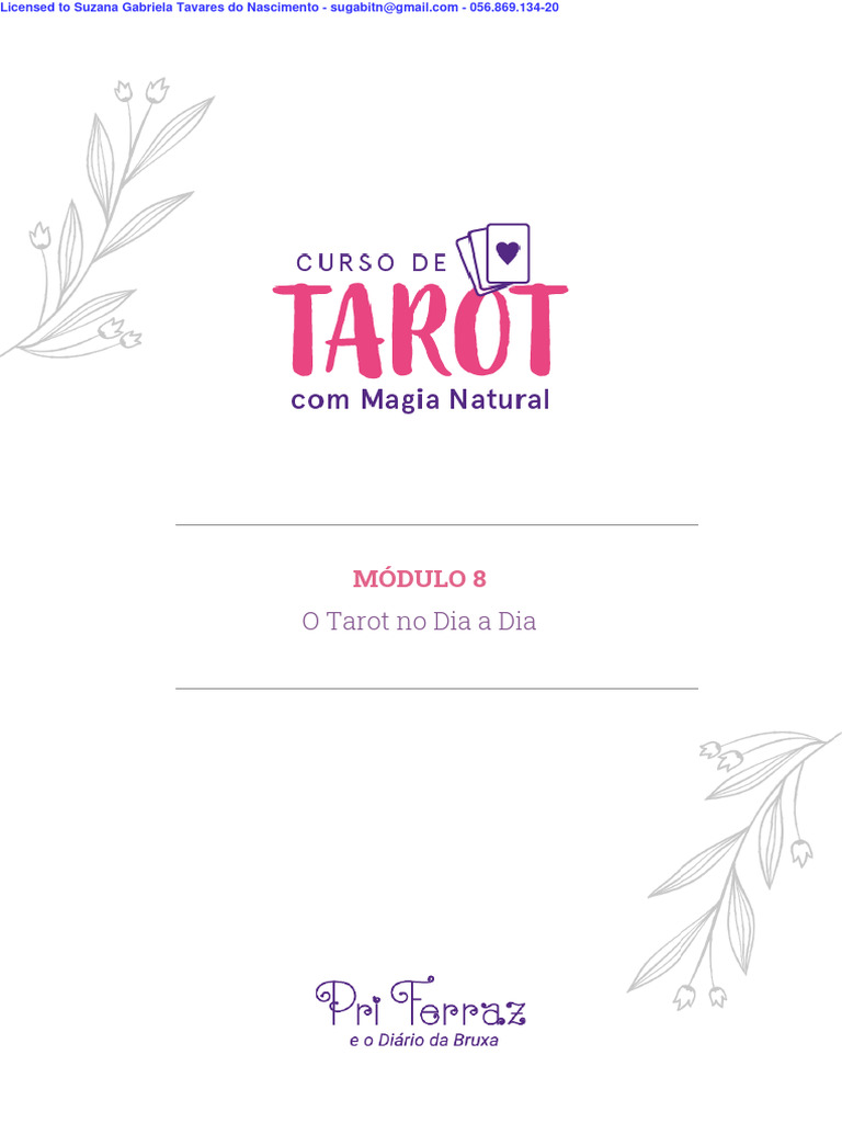 Apostila Módulo 8 - O Tarot No Dia A Dia - Curso de Tarot Com Magia Natural - Pri Ferraz | PDF
