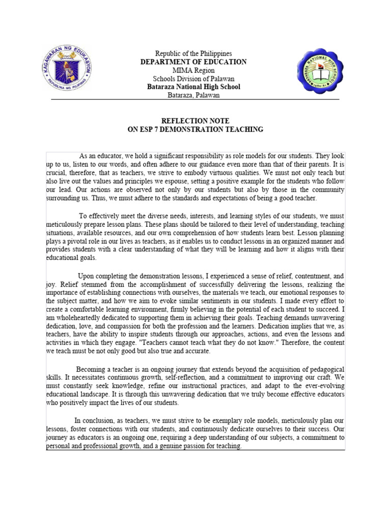 my rpms reflection | PDF | Learning | Teachers