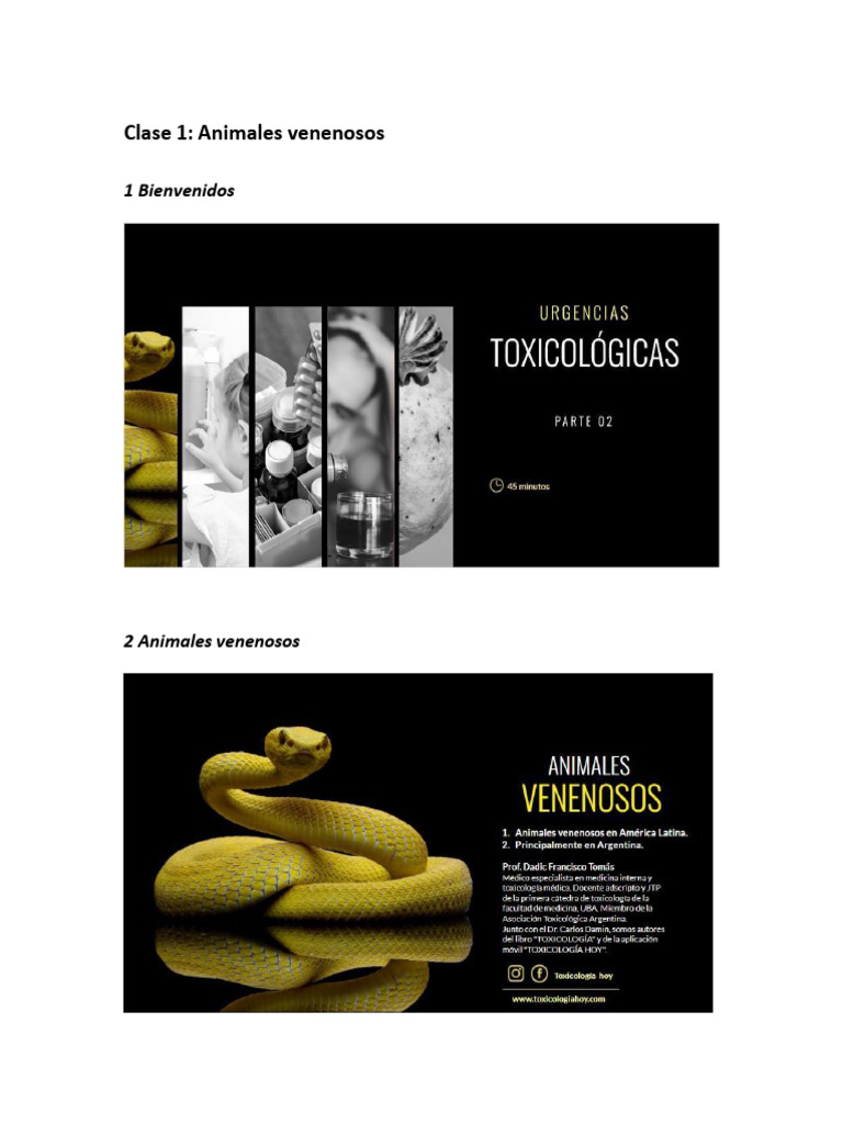 Animales Venenosos | PDF