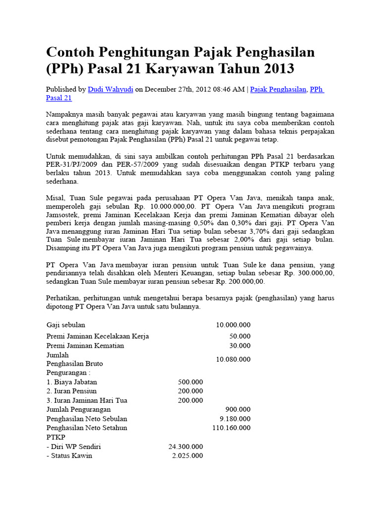 Contoh PPH Ps 21 2013 | PDF