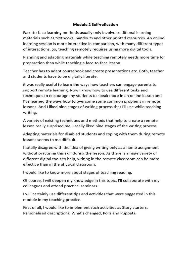 Self-Reflection (Module 2) | PDF