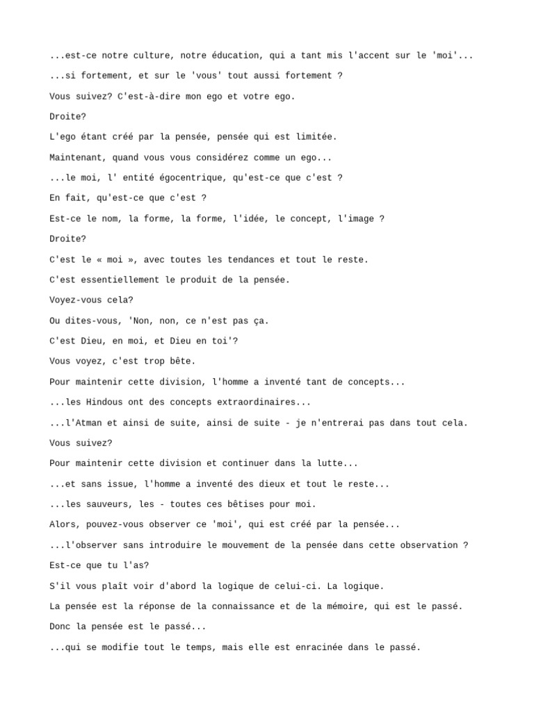 What is the Ego Krishnamurti - French | PDF