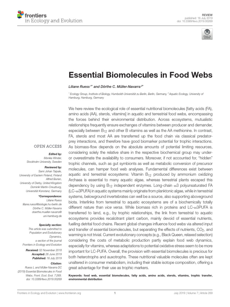 Food Webs - Biomolecules | PDF