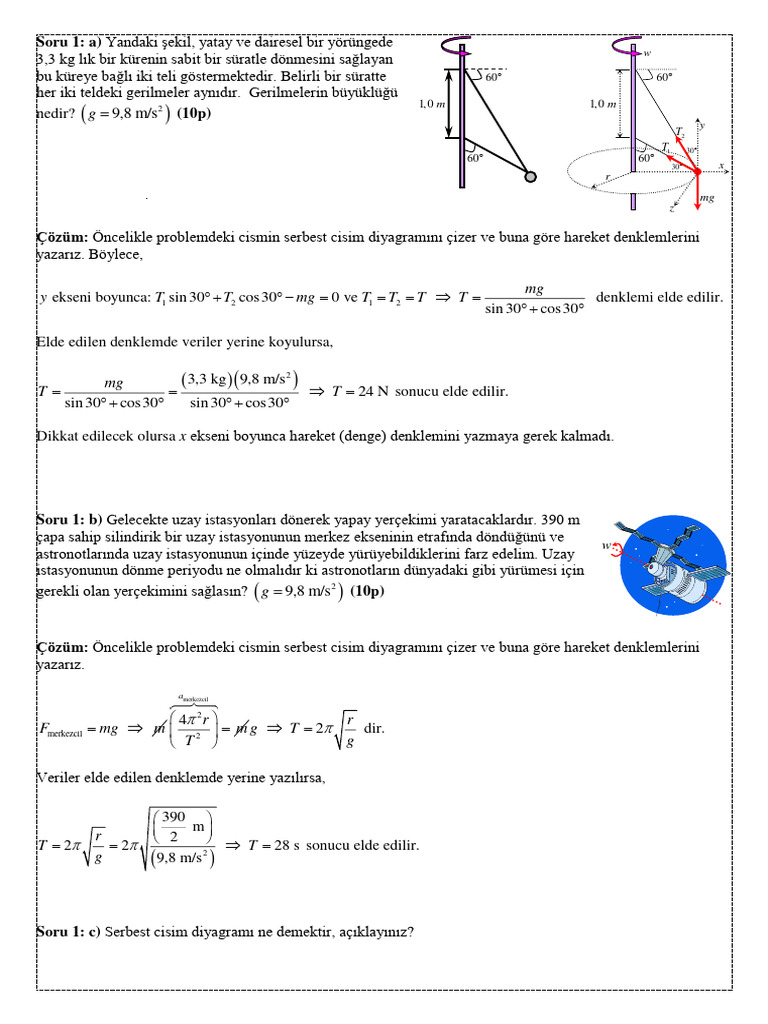 Genel Fizik - I - 2022-2023-Güz Donemi-Bütünleme Sınavı - Soru Ve Cevapları | PDF