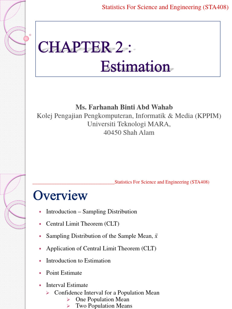 Chapter Two Estimation [sta408] Pdf Estimator Bias Of An Estimator