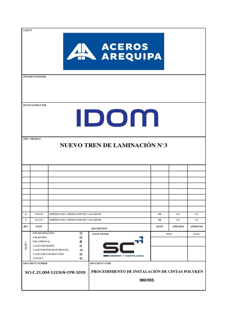 SCI-C.21.004-1223LN-CPR-1019 PROCEDIMIENTO DE INSTALACIÓN DE CINTAS ...