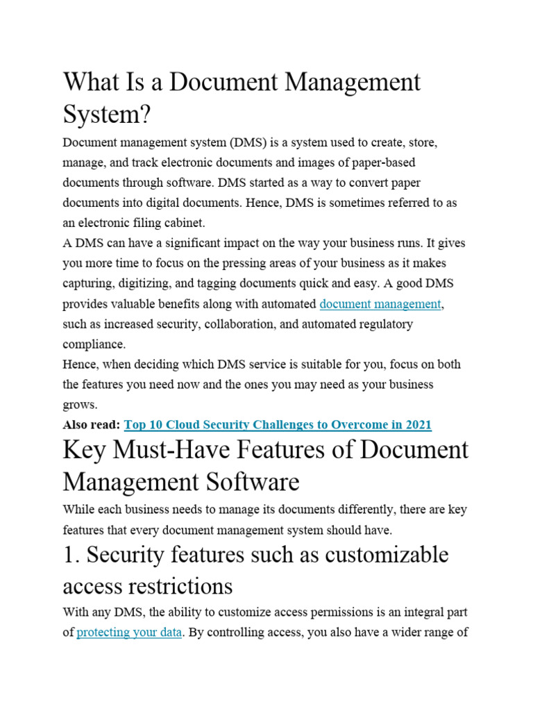 Document Management System Overview | PDF | Share Point | Enterprise ...