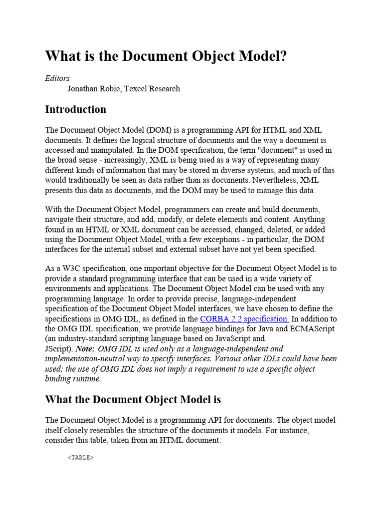 What Is The Document Object Model | PDF