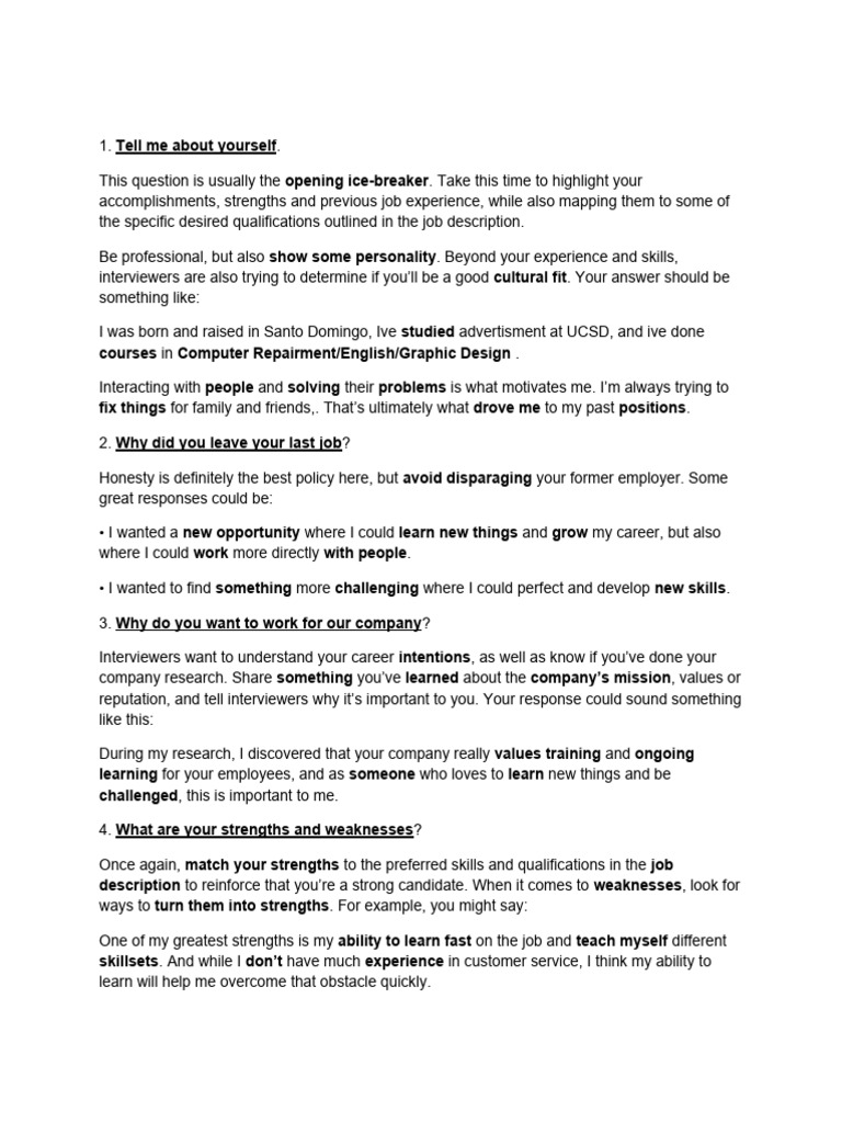 Call Center Interview Answers and Questions | PDF