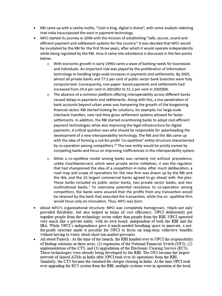 NPCI Case Analysis PDF