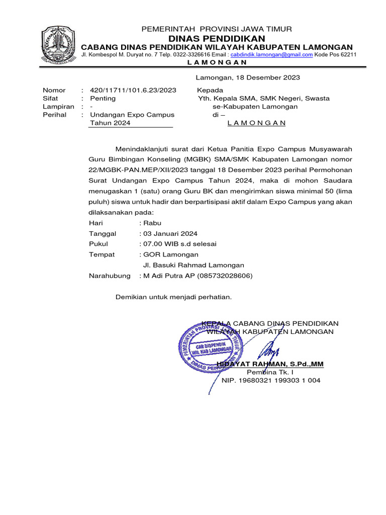Undangan Expo Campus 2024 Lamongan | PDF