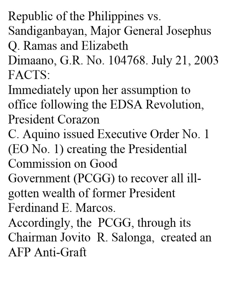 Republic of The Philippines v. Sandiganbayan G.R. No. 104768. July 21 ...