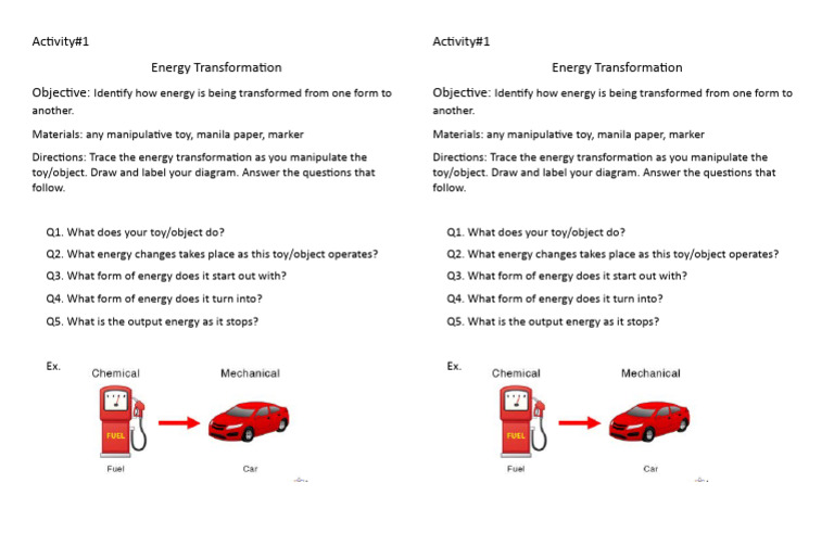 activity energy transformation | PDF