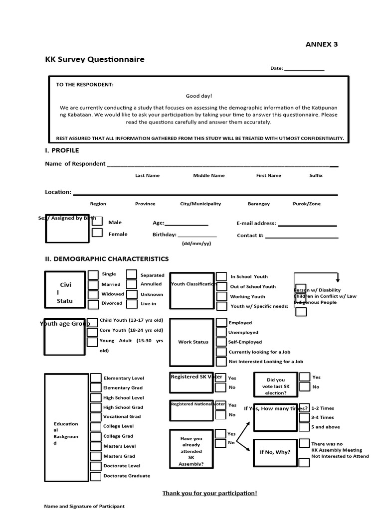 Youth Demographic Survey | PDF