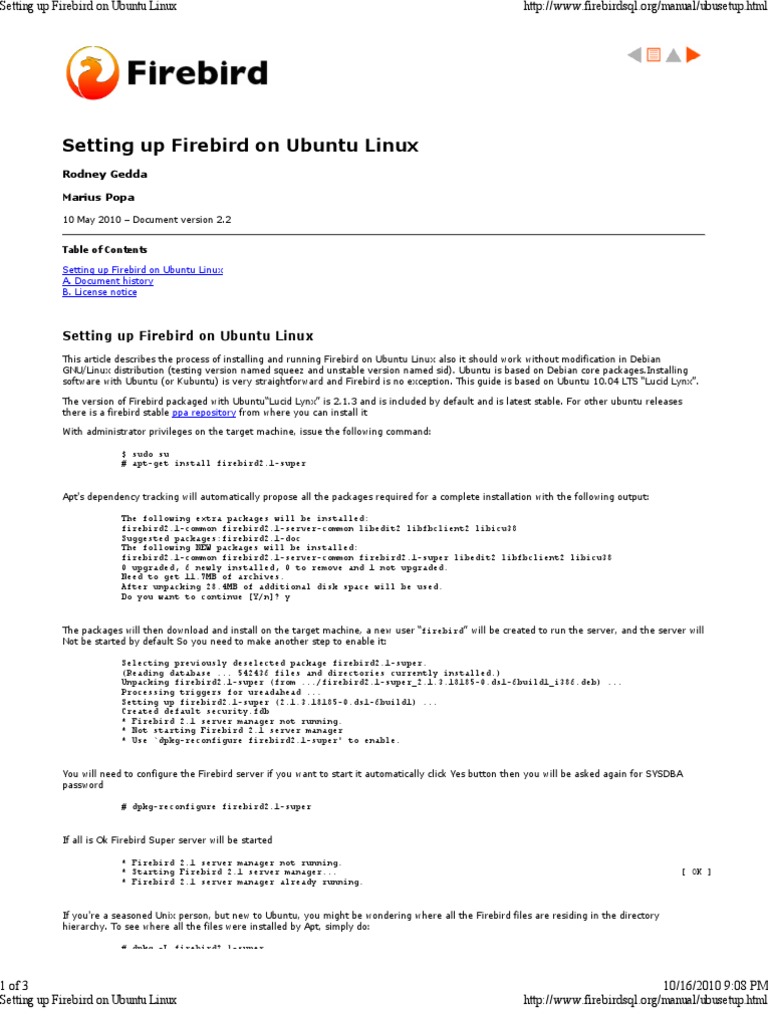 Setting Up Firebird On Ubuntu Linux | PDF | Ubuntu (Operating System) | Advanced Packaging Tool