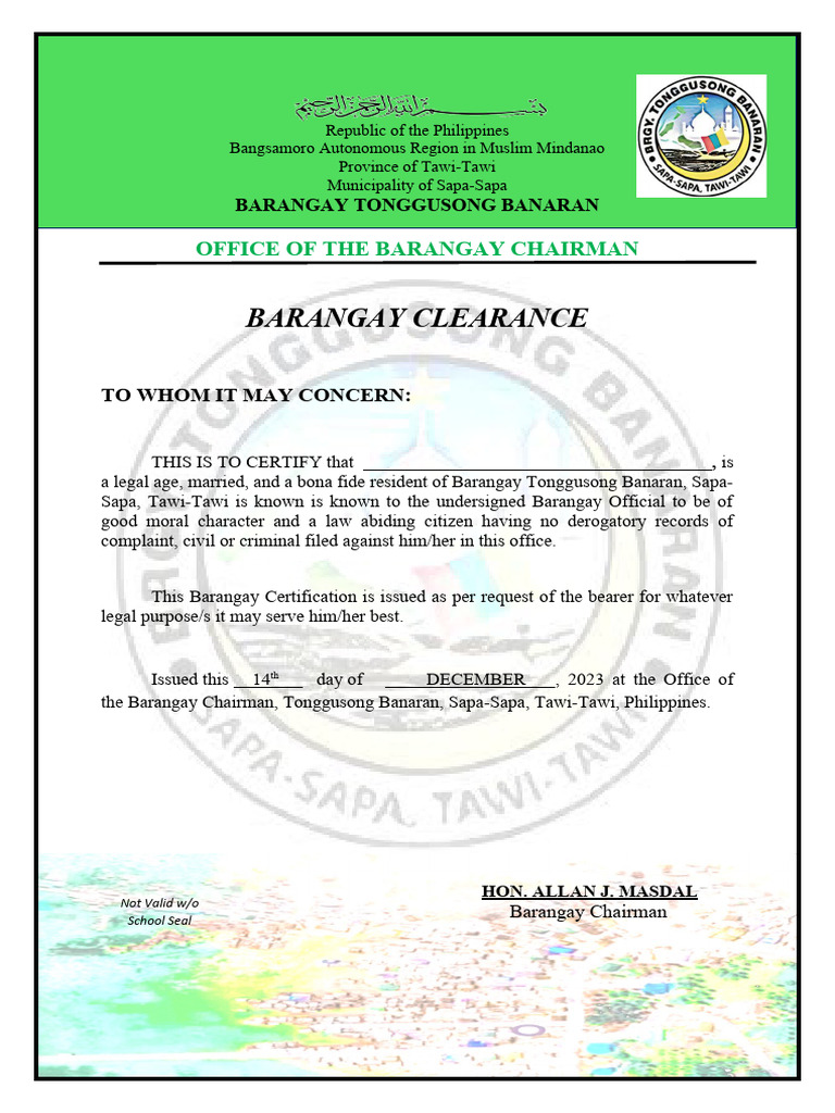 Barangay Clerance New | PDF Barangay Clerance New | PDF