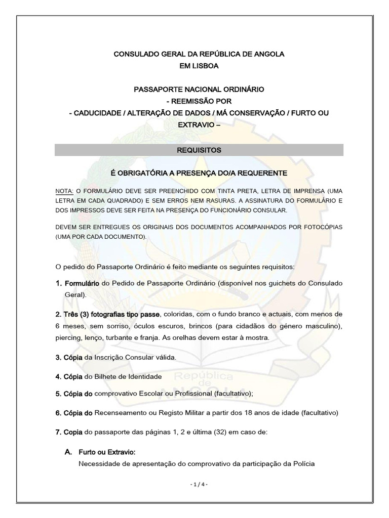 Reemissão de Passaporte Angolano em Lisboa | PDF | Passaporte | Angola