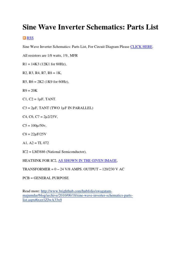 Sine Wave Inverter Schematics | PDF | Power Inverter | Electrical ...
