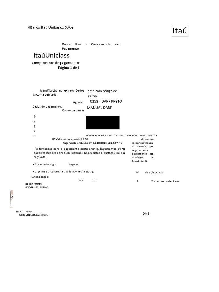 Darf e Comprovante de Pagamento - Receita Federal | PDF