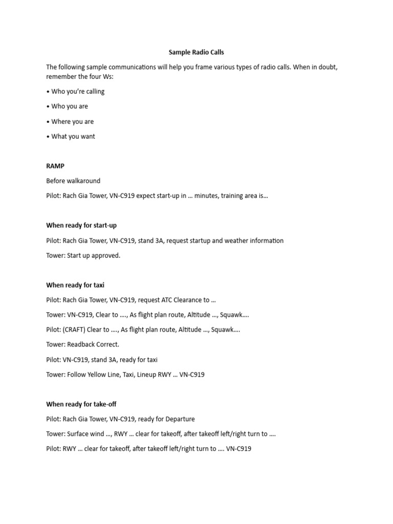 Sample Radio Calls | PDF