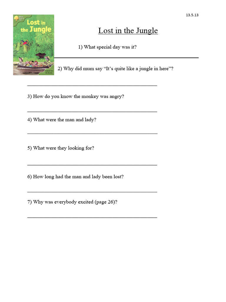 Lost in The Jungle Comprehension | PDF | Games & Activities | Language ...