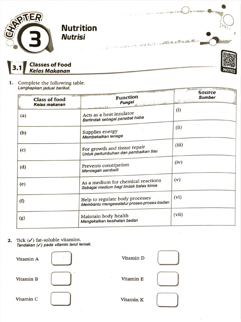Chapter 3 Nutrition SET 1 | PDF