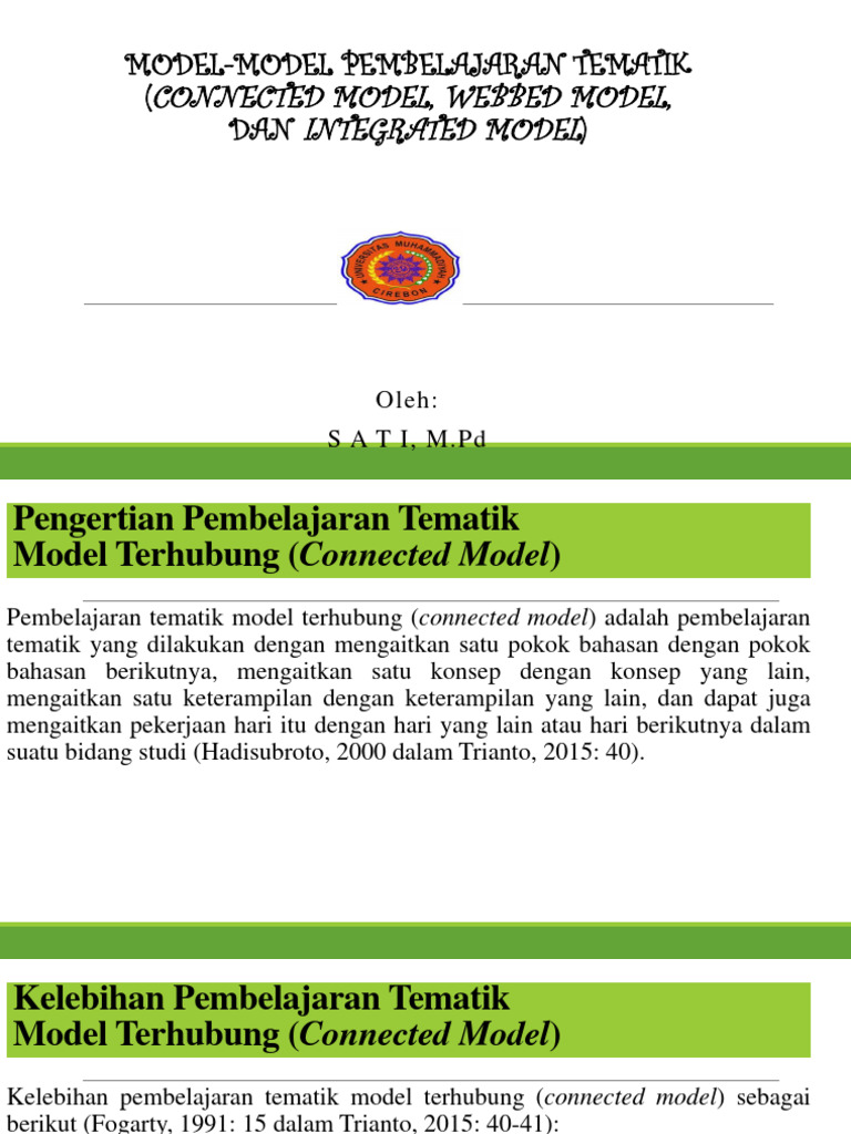 Model-Model Pembelajaran Tematik | PDF | Karier & Perkembangan