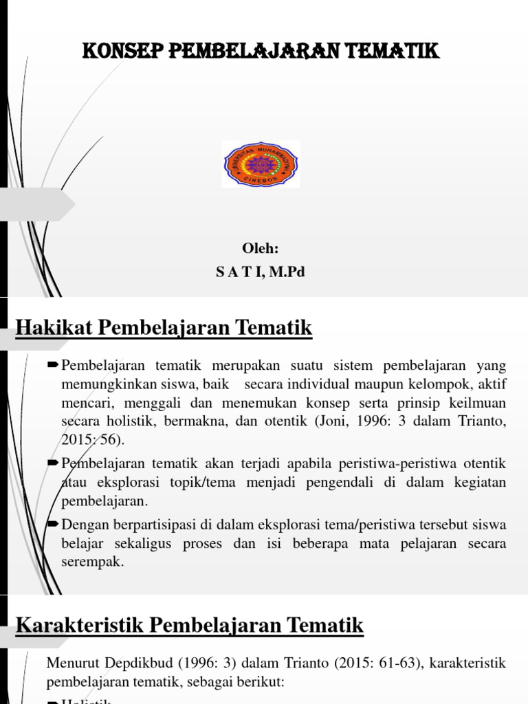 Konsep Pembelajaran Tematik | PDF