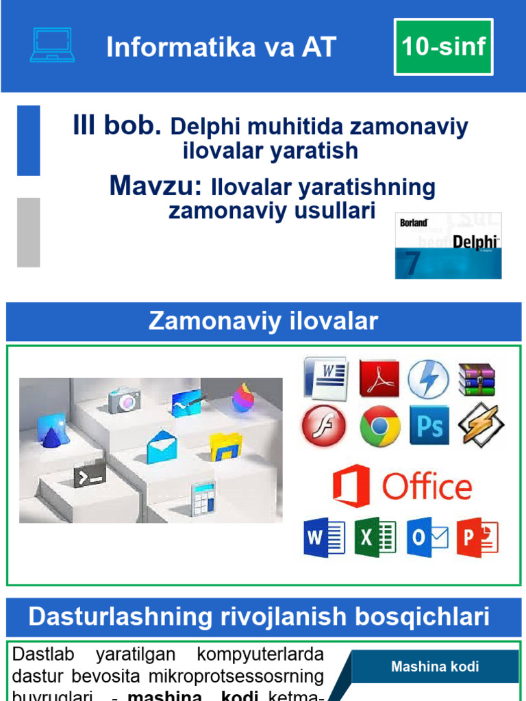 19-Dars. Ilovalar Yaratishning Zamonaviy Usullari | PDF