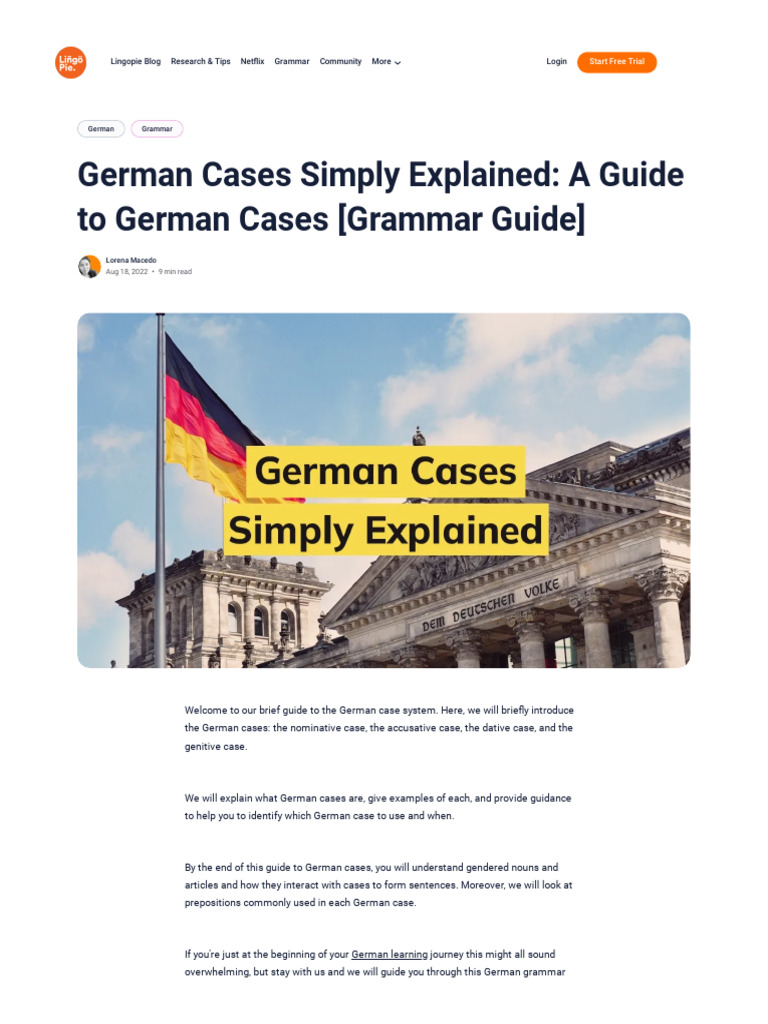 Lingopie Com Blog German Cases Simply Explained A Guide To German Cases ...